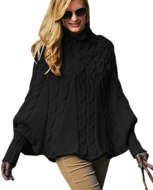 Mikos Eleganter Damen Poncho Rollkragenpullover Damen Pullover ...